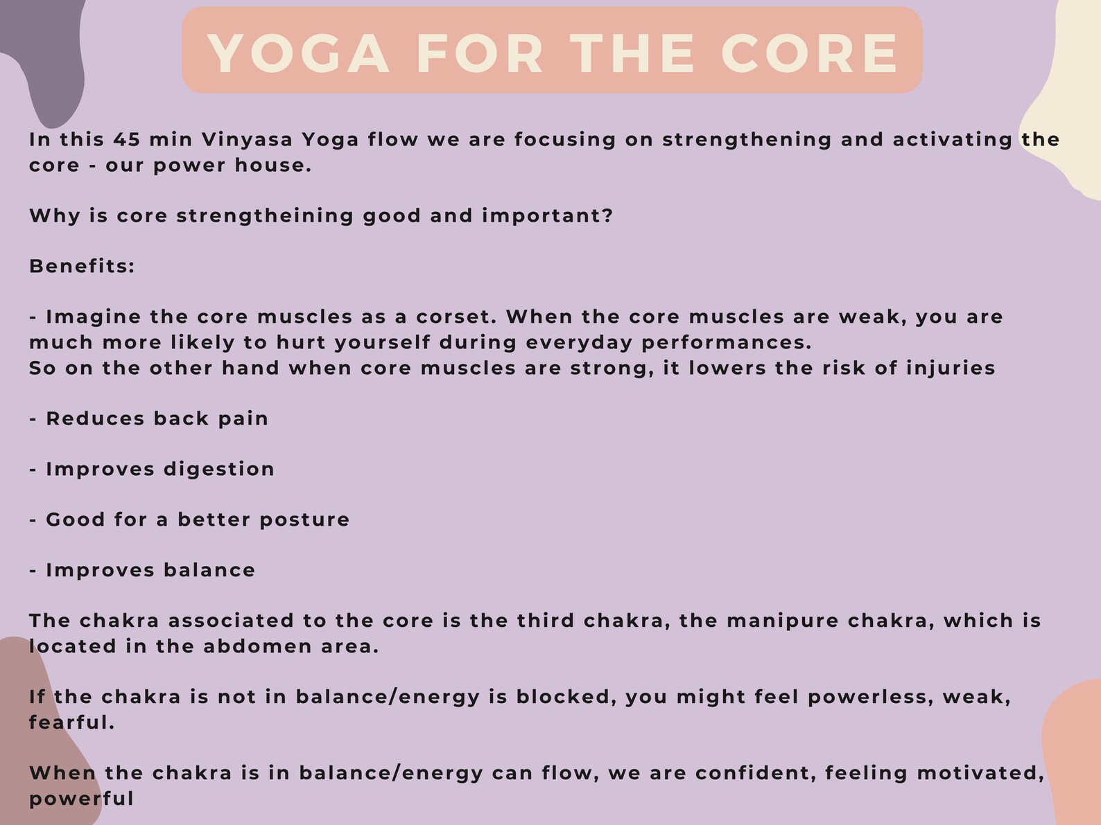 Yoga Class Plan - Yoga Sequence - Yoga for the Core - PDF - Yoga ...