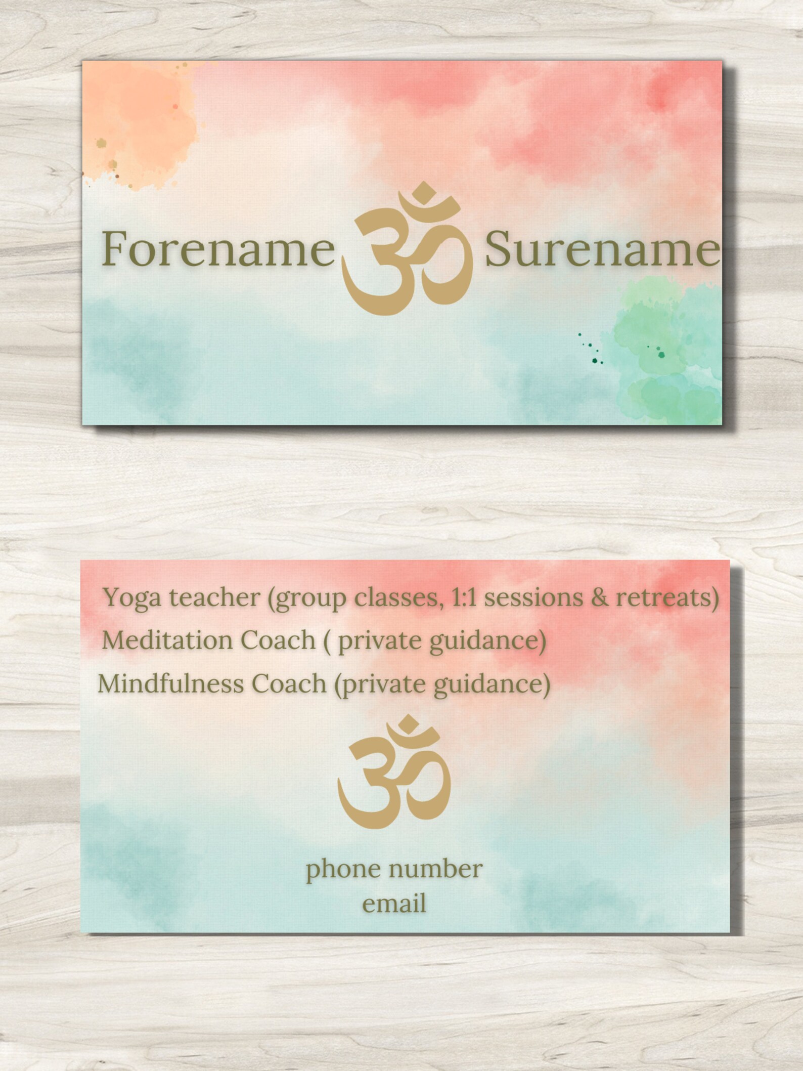 Yoga Business Card Design Business Card Template Digital Business Card ...