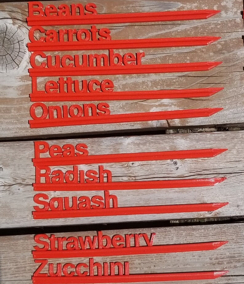 VEGETABLE Marker Stakes /7.75 Inch Tall / Custom / 3D Printed / Labels ...