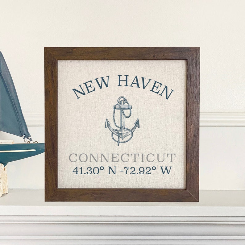 Anchor W/ Latitude and Longitude Framed Sign Home Decor - Etsy