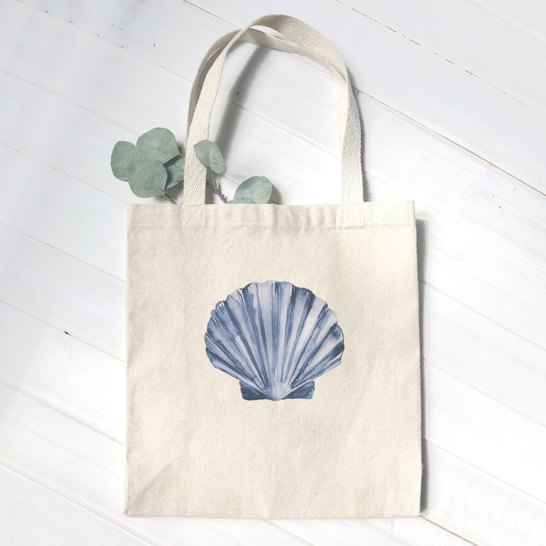 Blue Shell - Canvas Tote Bag, Market Bag, Beach Tote Bag, Sturdy Reusable Bag, 14" X 14" X 5" - Etsy