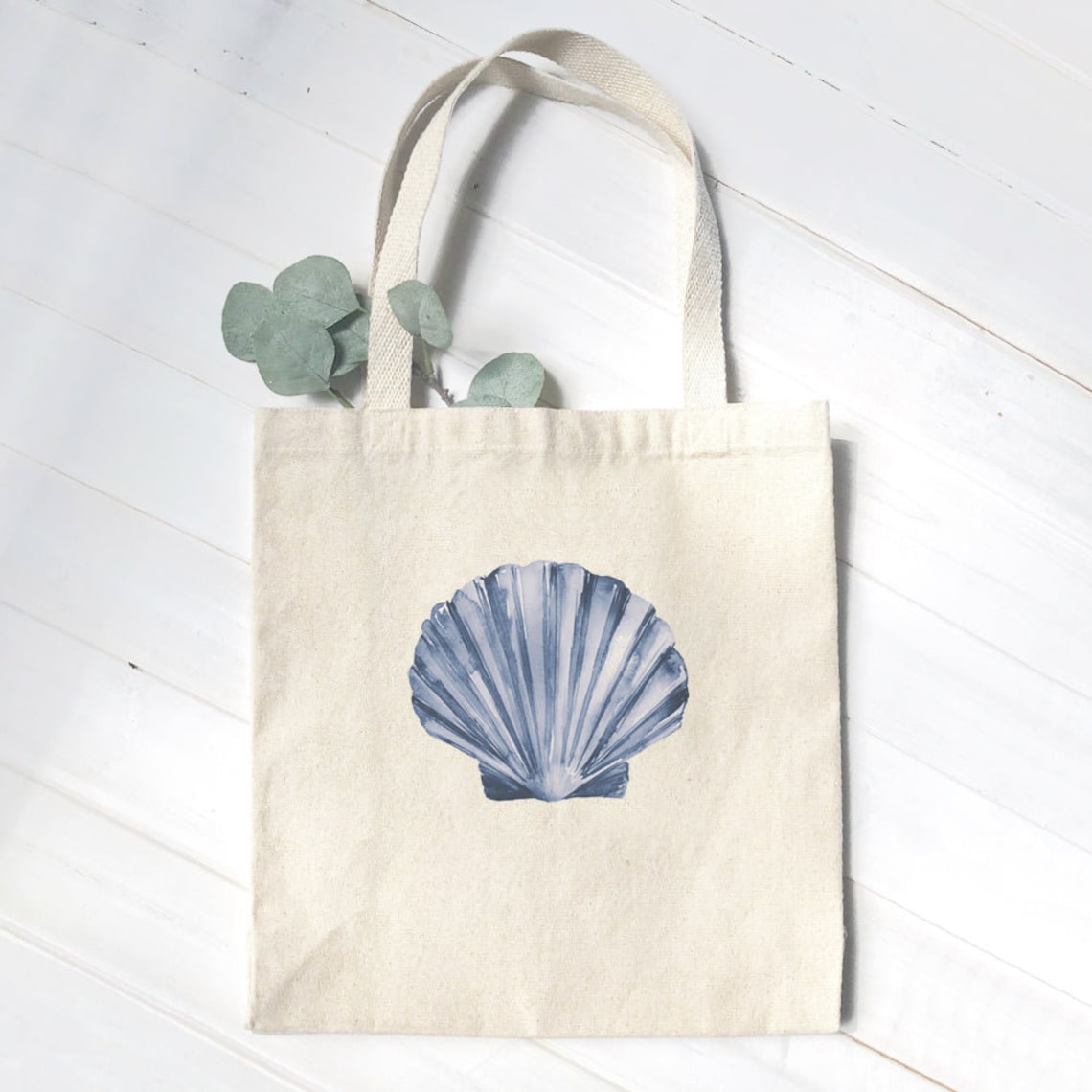 Blue Shell - Canvas Tote Bag, Market Bag, Beach Tote Bag, Sturdy ...