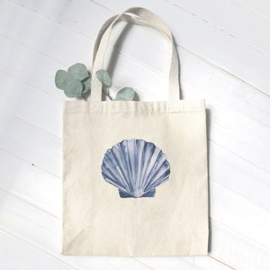 Blue Shell - Canvas Tote Bag, Market Bag, Beach Tote Bag, Sturdy ...