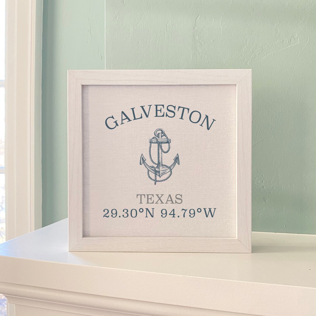Anchor W/ Latitude and Longitude - Framed Sign, Home Decor, Beach House ...