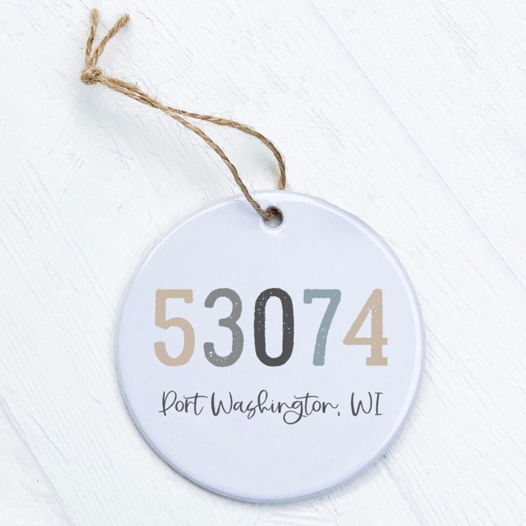 Zip Code W/ City and State - Ornament, Lake House Decor, Beach House ...