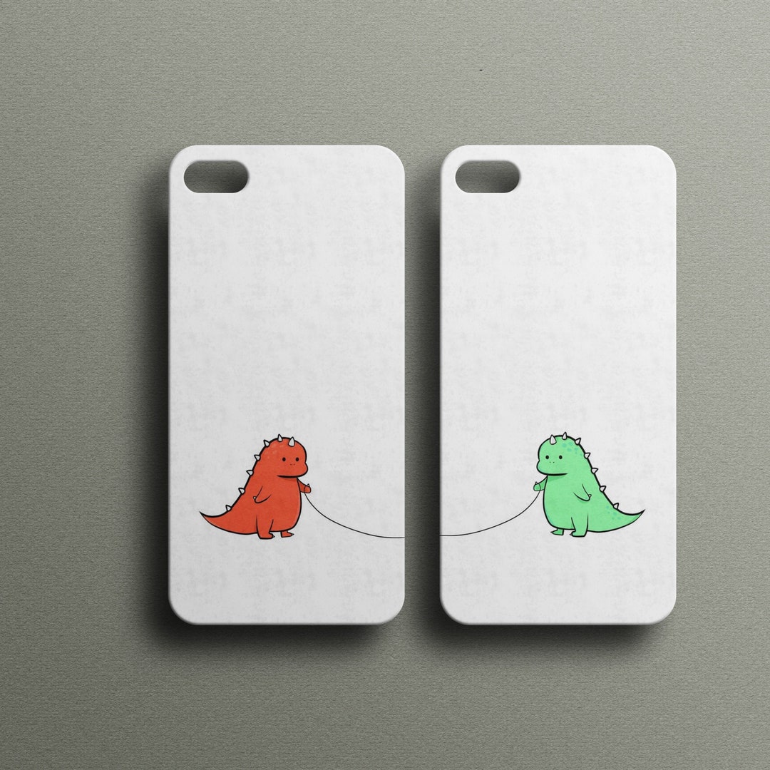 Cute Couple Phone Cover Dino Case Love iPhone 15, 14, 13, 12 Pro, 11 ...