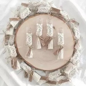 Macrame Key Chain Boho Custom Name Bridal Shower Gift & Guest Favors Name Tag Bridesmaids ...