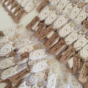 Macrame Key Chain Boho Custom Name Bridal Shower Gift & Guest Favors Name Tag Bridesmaids ...