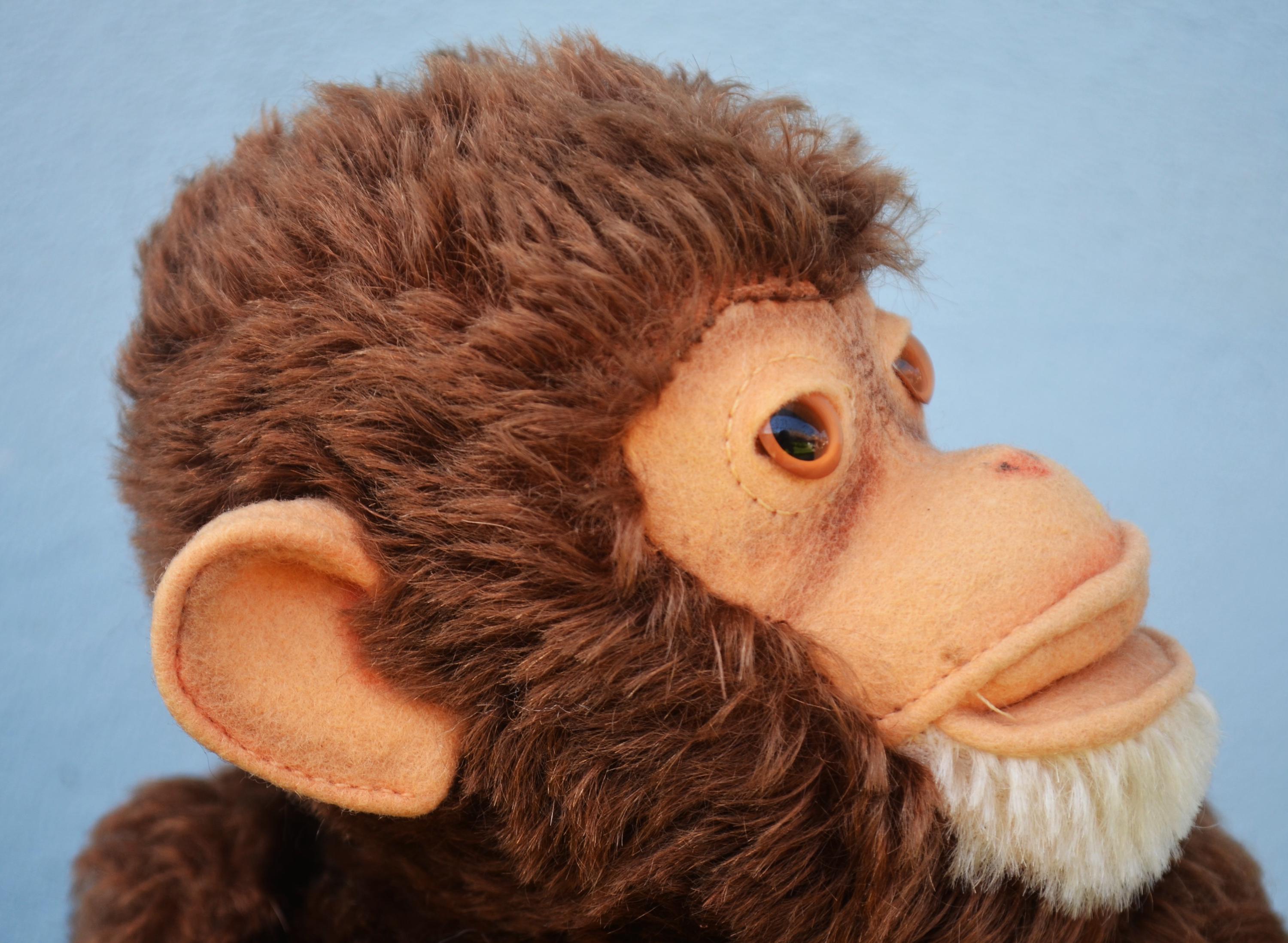 Mid Century Steiff Toy Mohair Monkey Sitting Chimpanzee Jocko Stuffed ...
