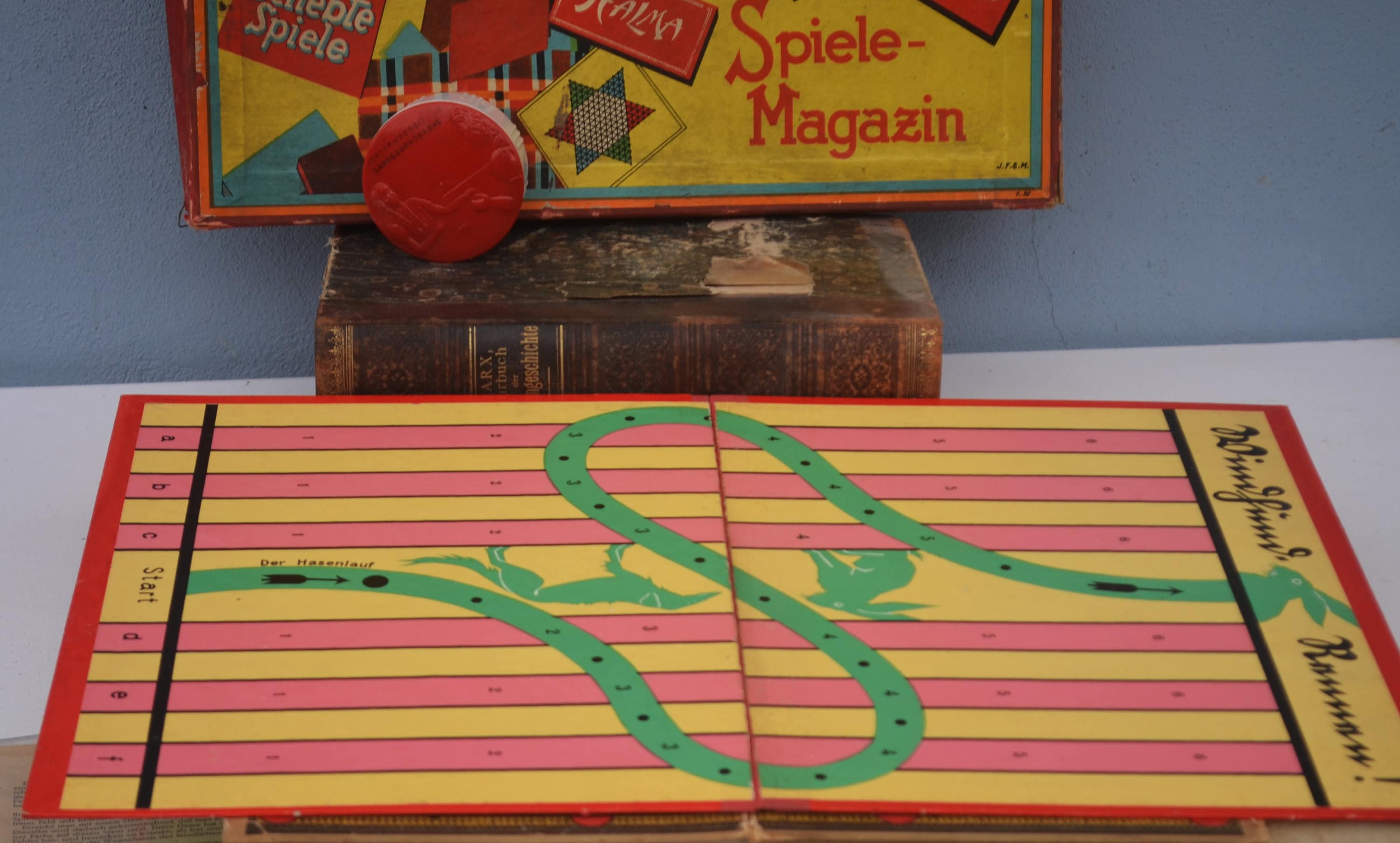 Antique German Board Game With Pewter Dogs Figurines Spielemagazin -JF ...