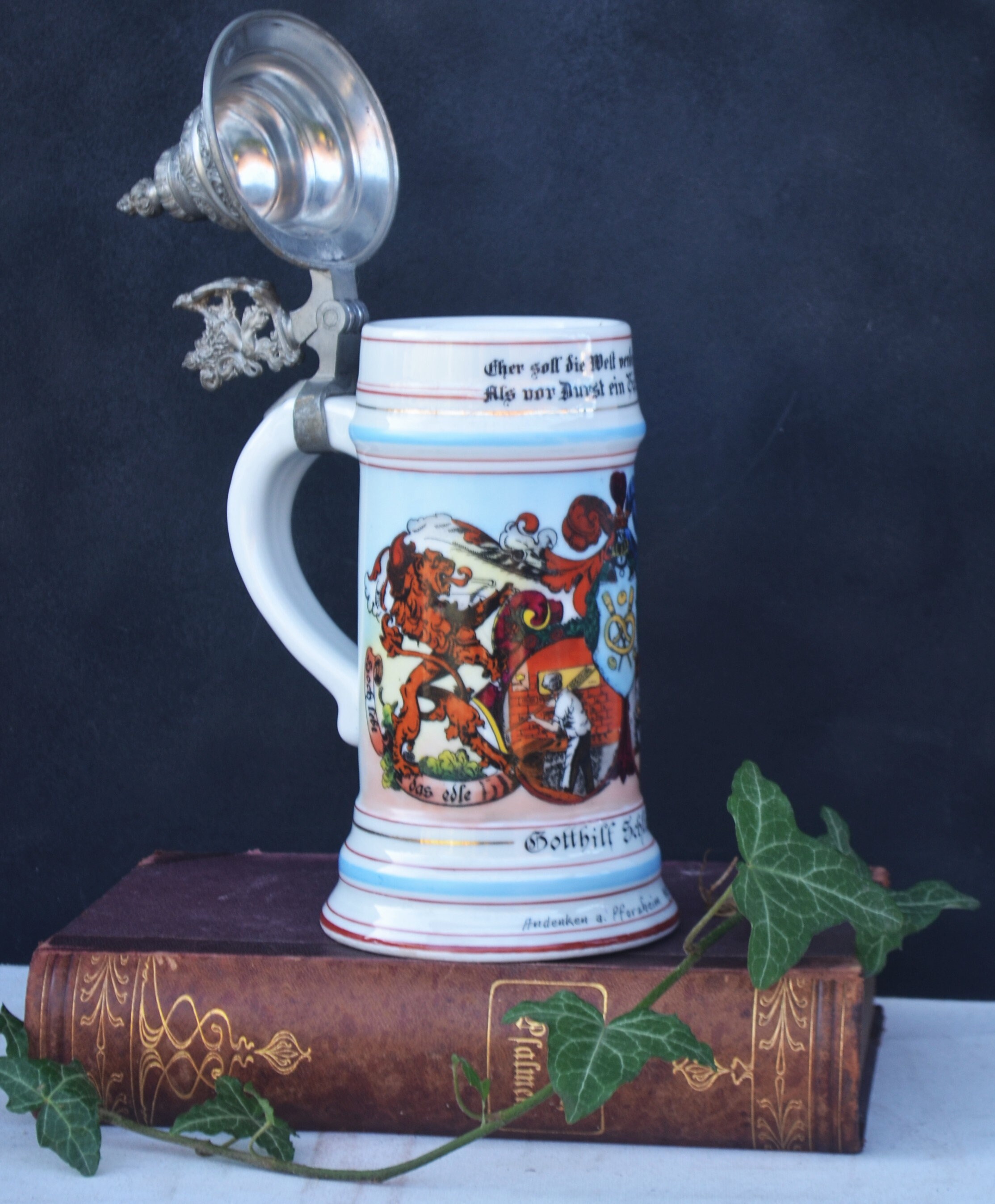 WW1 Regimental Bier Stein Lithophane Imperial German Military Soldier ...