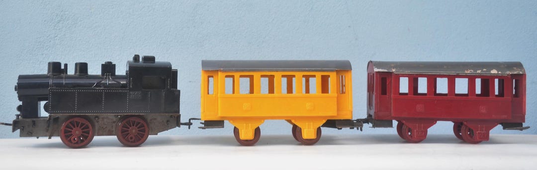 Vintage Tinplate Train Set, Wind-up Toy, Hungary MAV 22001 - Etsy