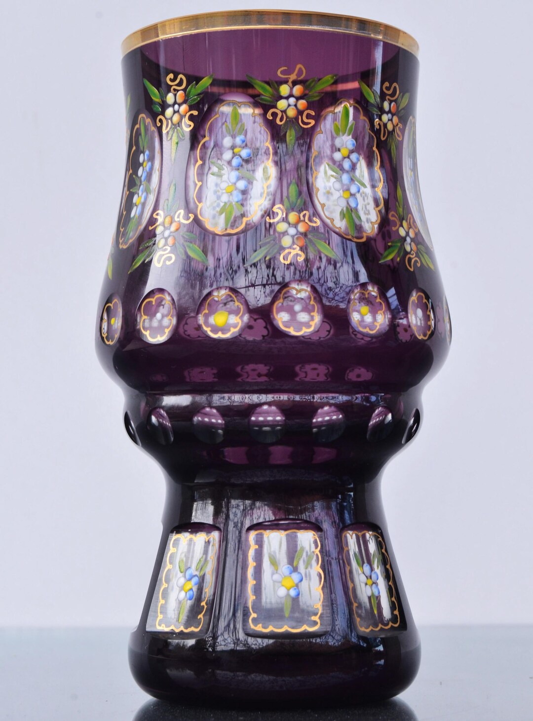 Biedermeir Czech Bohemian Hand Painted Amethist Crystal Goblet - Etsy