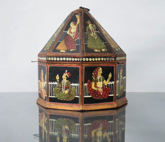 Antique Indian Mughal Folk Art Hand Painted Marriage … - Gem