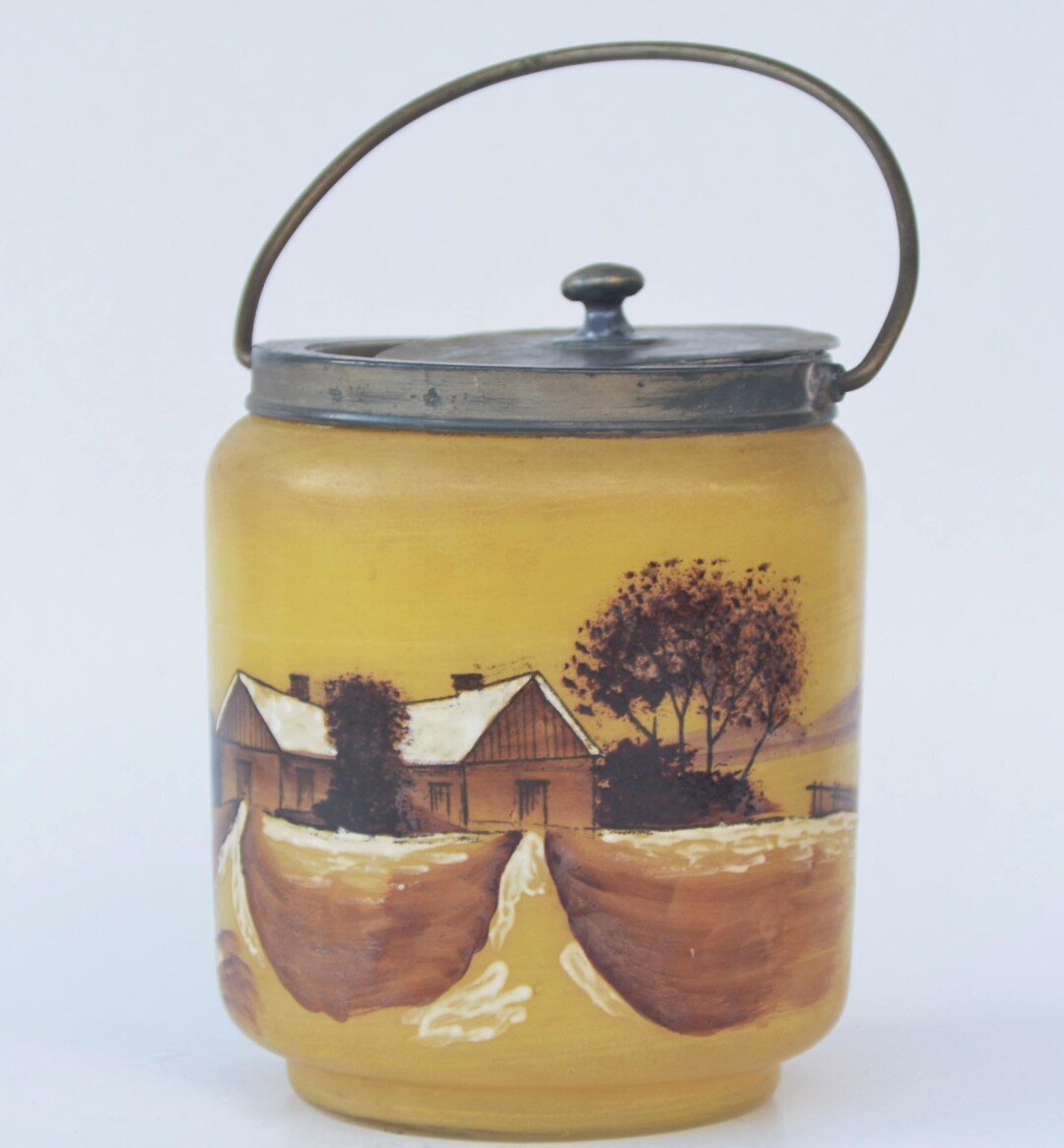 Art Nouveau Varnished Glass French Biscuit Barrel Simili Legras - Etsy