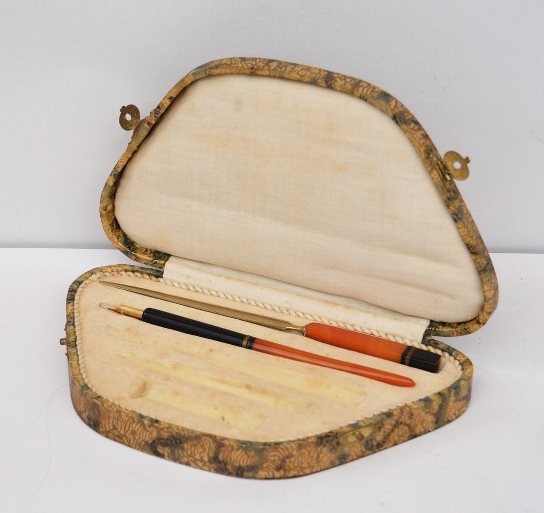 Mid Century Art Deco Boxed Writing Desk Top Set Bakelite, Calligraphy ...