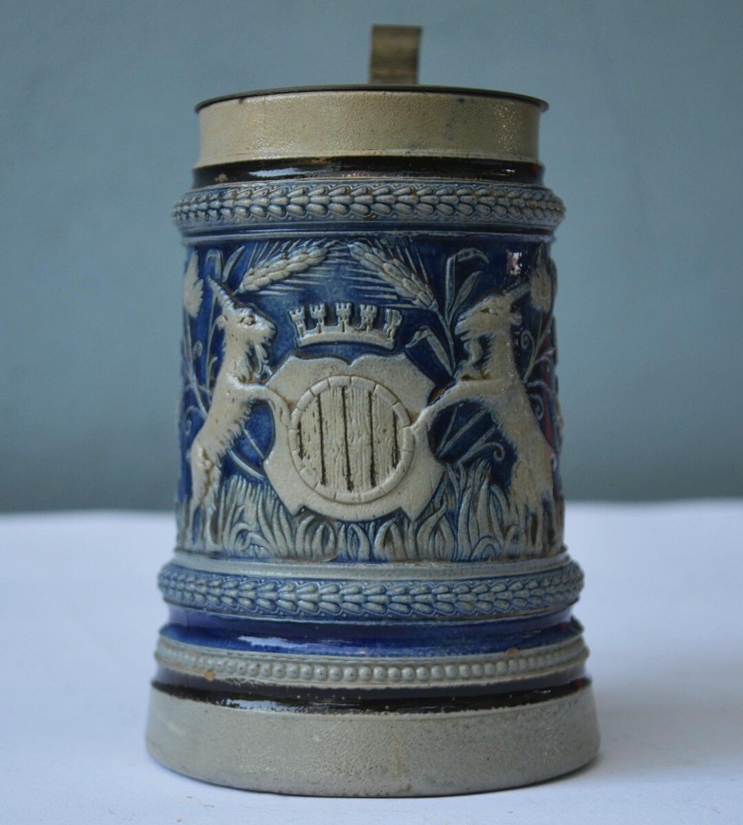 Cobalt Blue Westerwald Beer Stein With Pewter Lid and Goats - Etsy