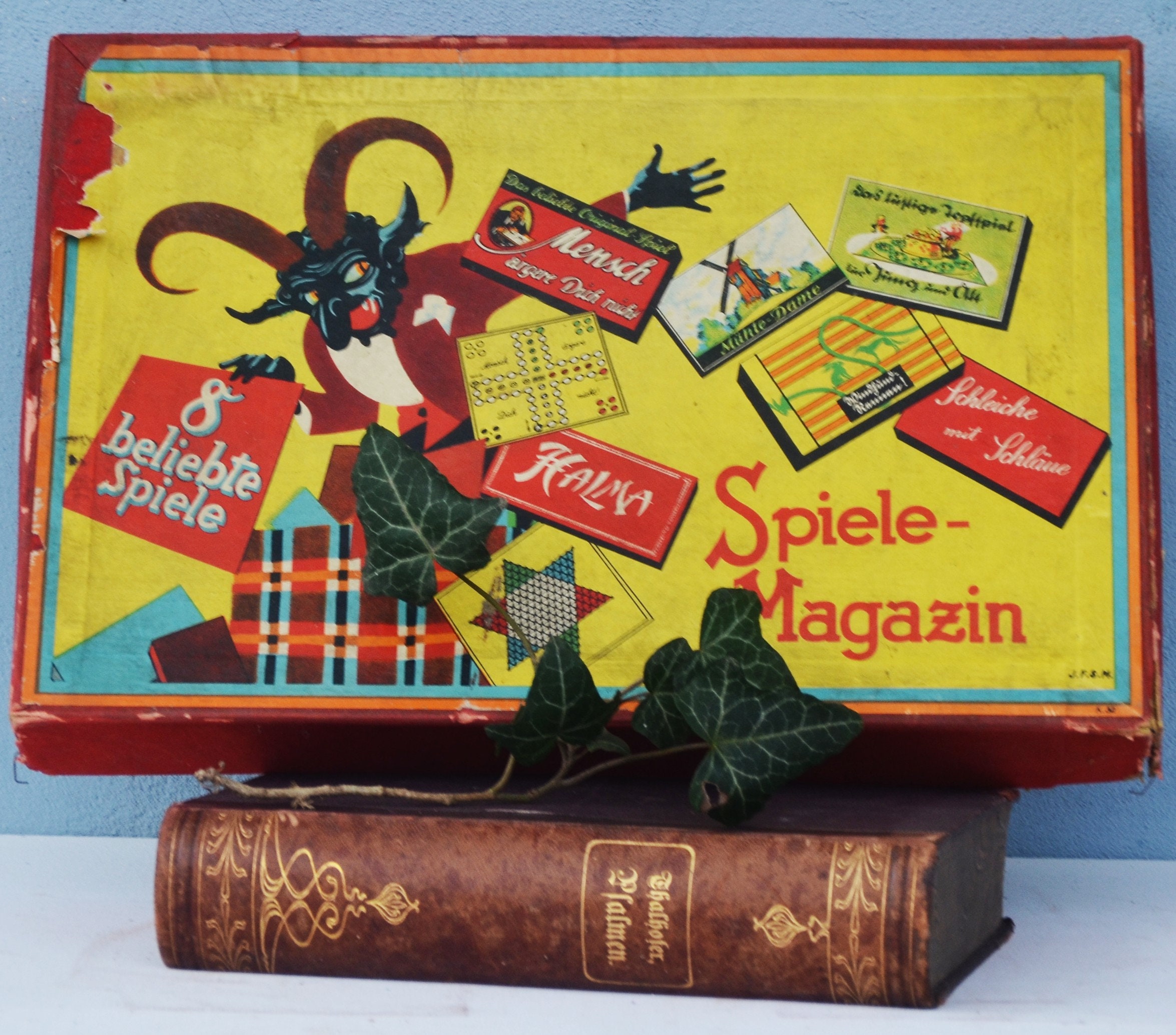 Antique German Board Game With Pewter Dogs Figurines Spielemagazin -JF ...