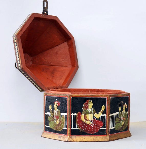 Antique Indian Mughal Folk Art Hand Painted Marriage … - Gem