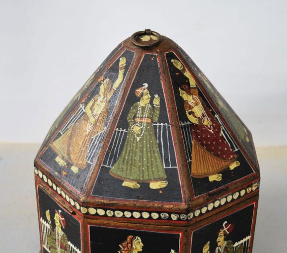 Antique Indian Mughal Folk Art Hand Painted Marriage … - Gem