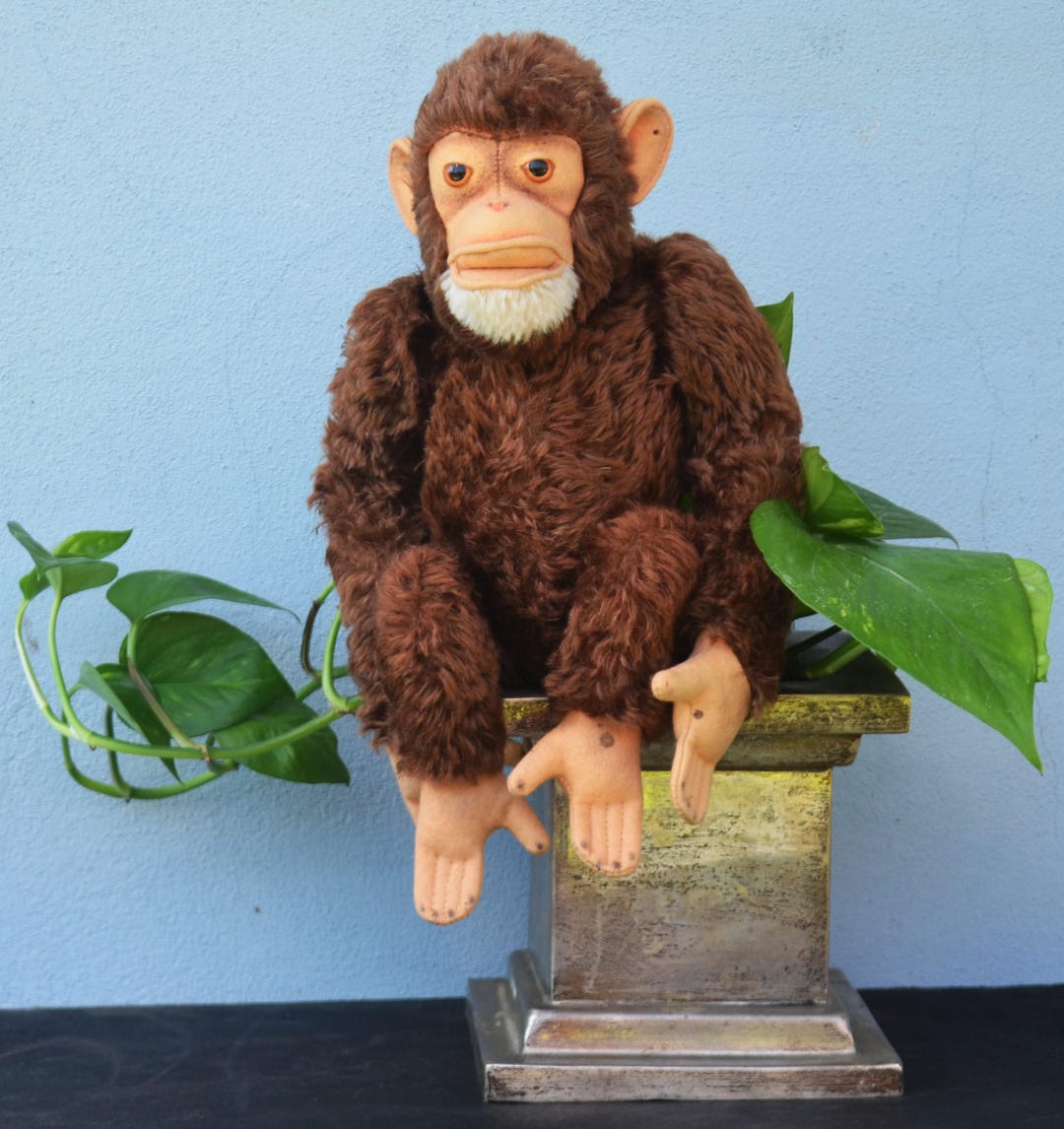 Mid Century Steiff Toy Mohair Monkey Sitting Chimpanzee Jocko Stuffed ...