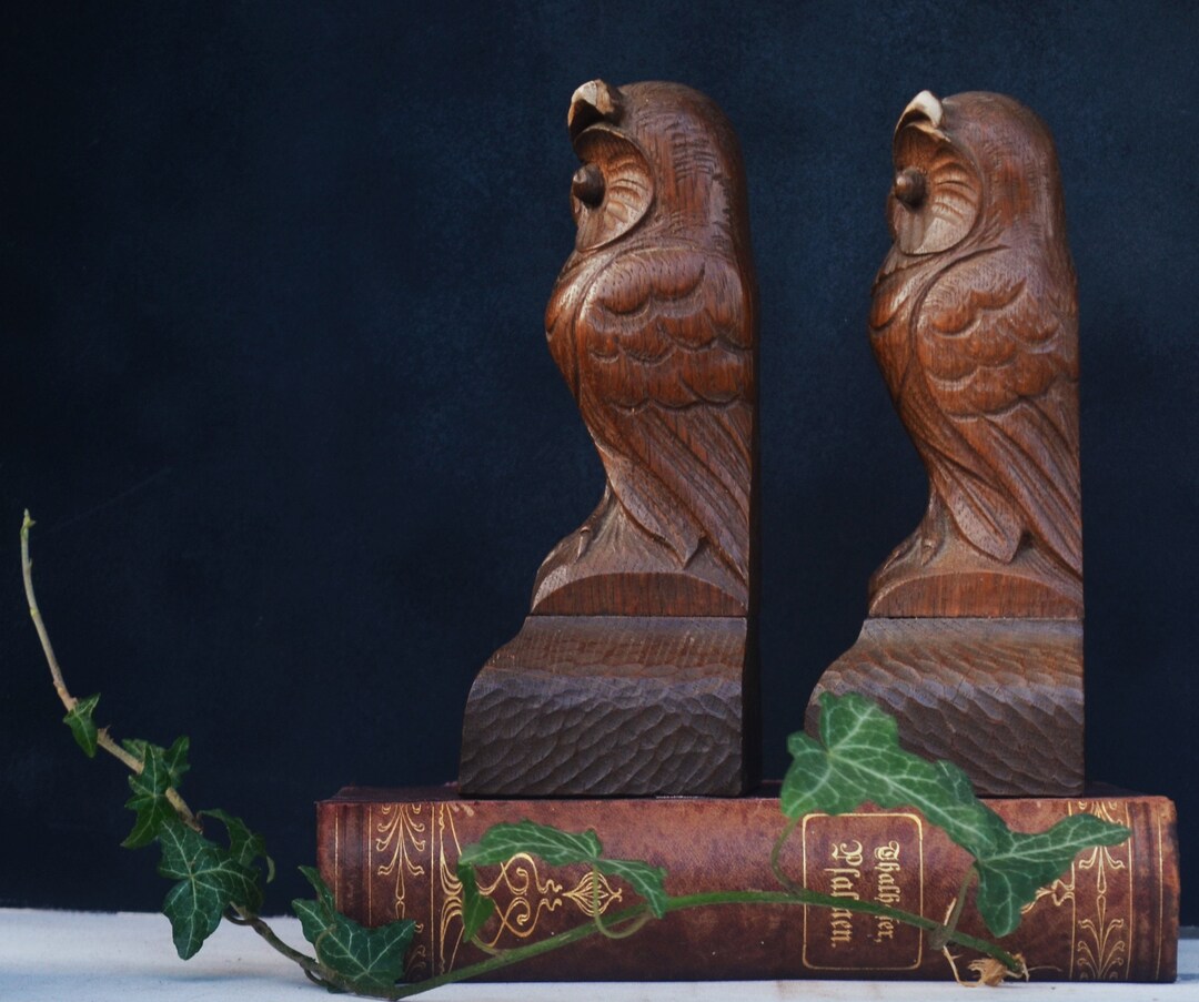 Art Deco Paar Holzfigur Eiche Skulpturen Eulen - Etsy.de