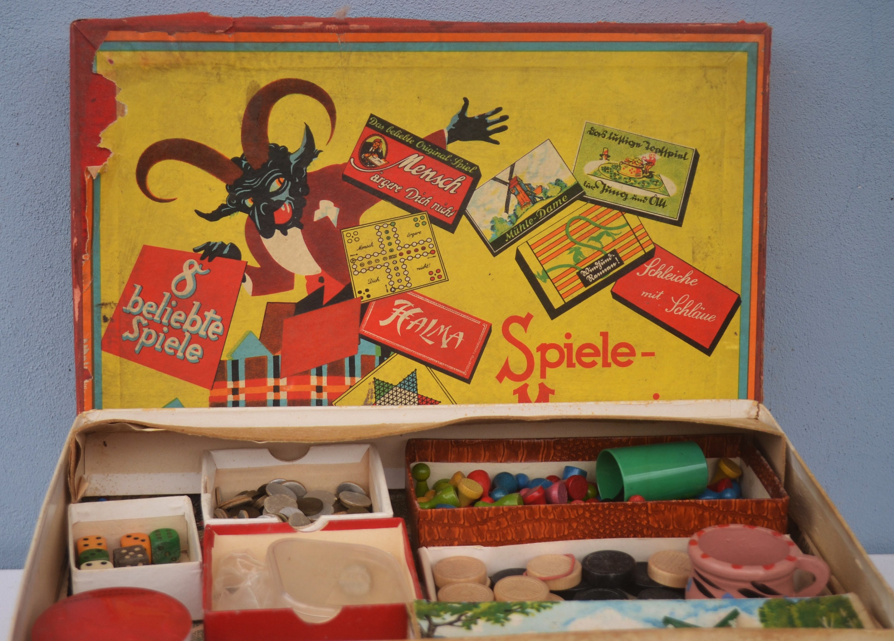 Antique German Board Game With Pewter Dogs Figurines Spielemagazin -JF ...