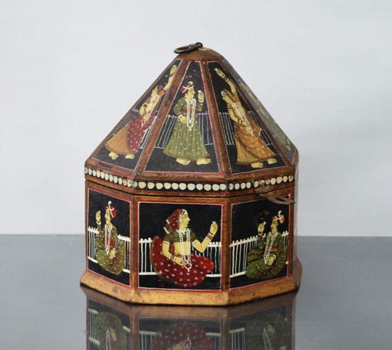 Antique Indian Mughal Folk Art Hand Painted Marriage … - Gem