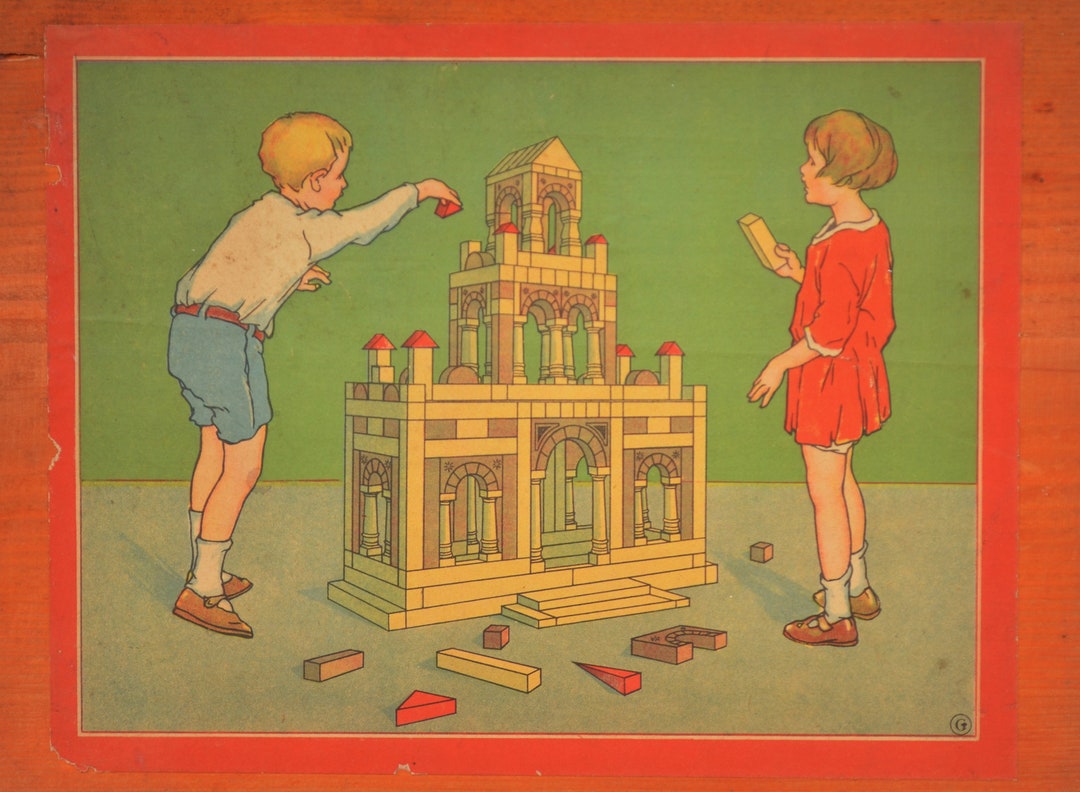German Early 20th Century Wood Baukastensammler Blocks in Original Box ...