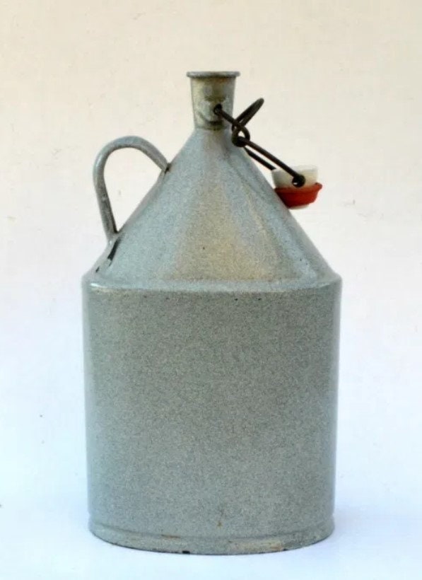 Antique Enamel Canteen Enamelware Flask for Water With Porcelain ...