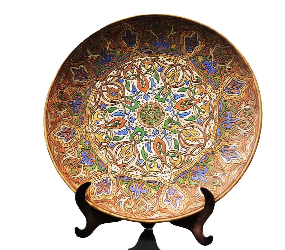 Antique Moorish Pattern Majolica Pottery Wall Plate - Historism Made in ...