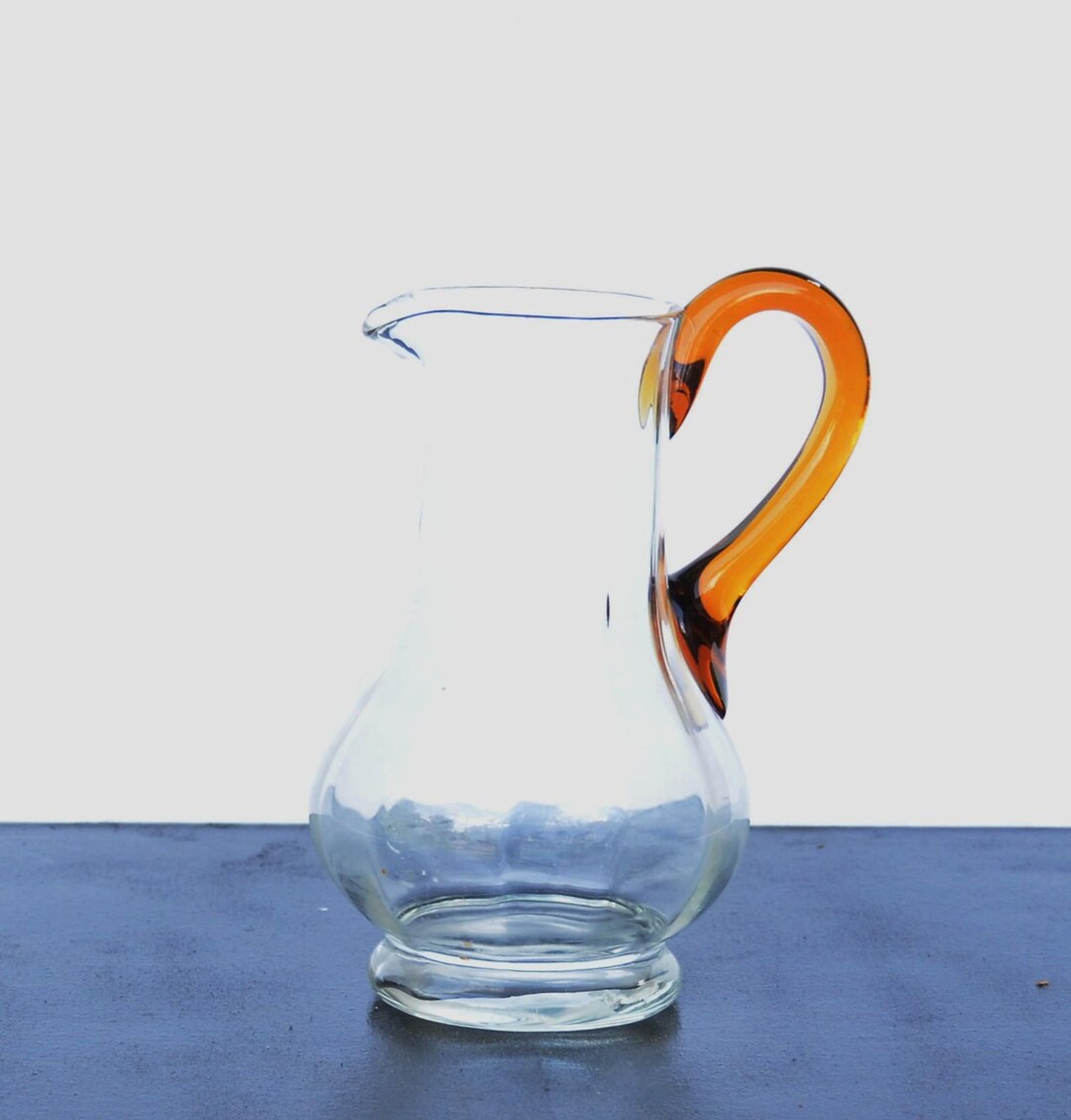 Blown Glass French Bistro Pitcher Decanter 1L Amber Handle Circa 1930 ...