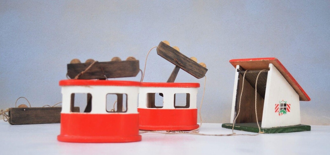 Vintage Wooden Cable Car Collectible Toy - in Switzerland Produced in ...