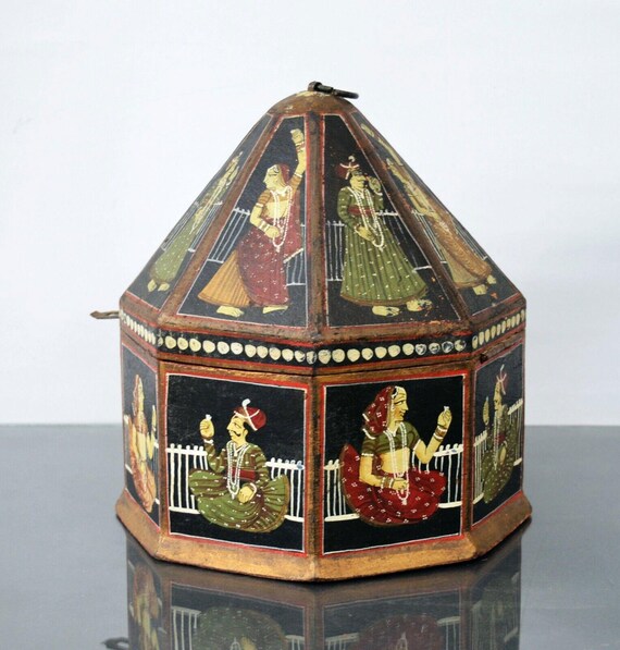 Antique Indian Mughal Folk Art Hand Painted Marriage … - Gem
