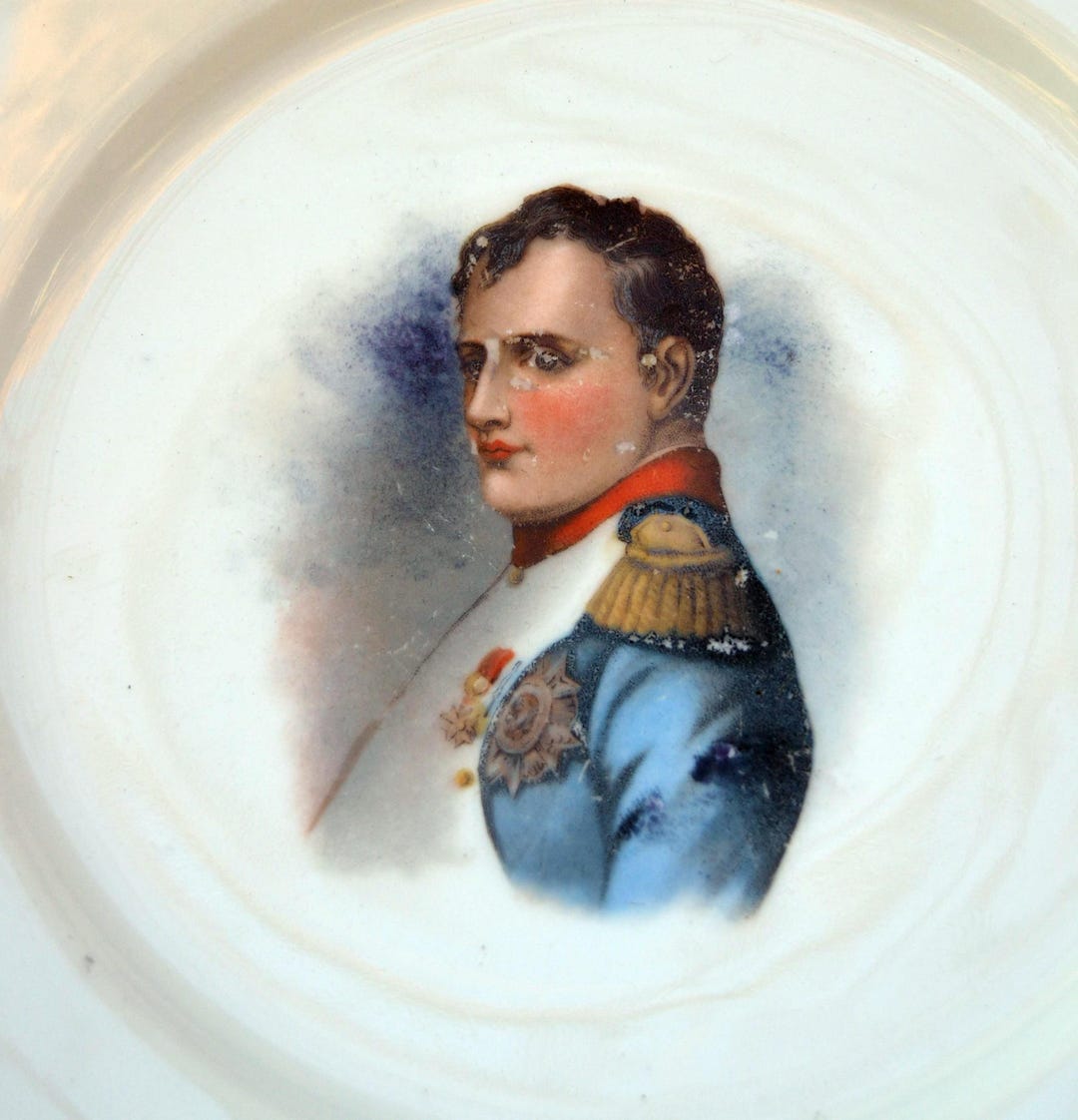 Napoleon Bonaparte Transferware Porcelain Plate on Brass Holder Stand ...