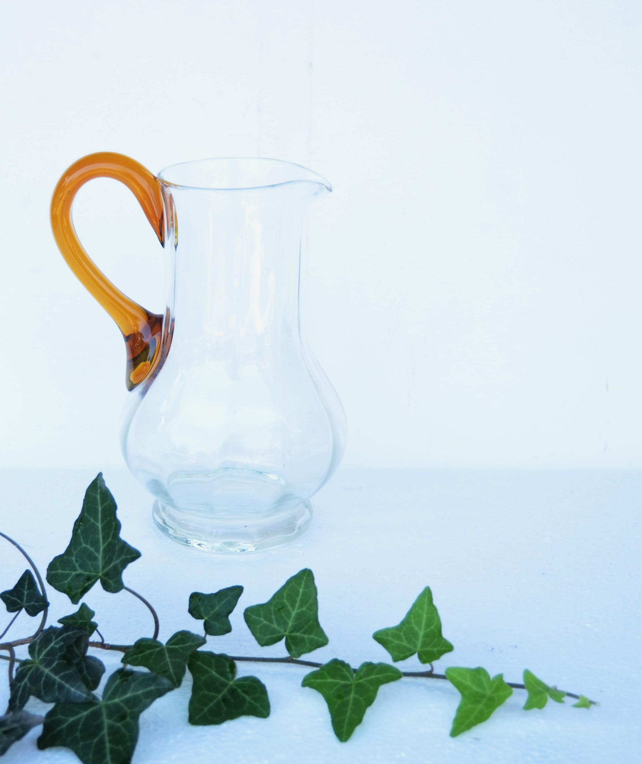 Blown Glass French Bistro Pitcher Decanter 1L Amber Handle Circa 1930 ...