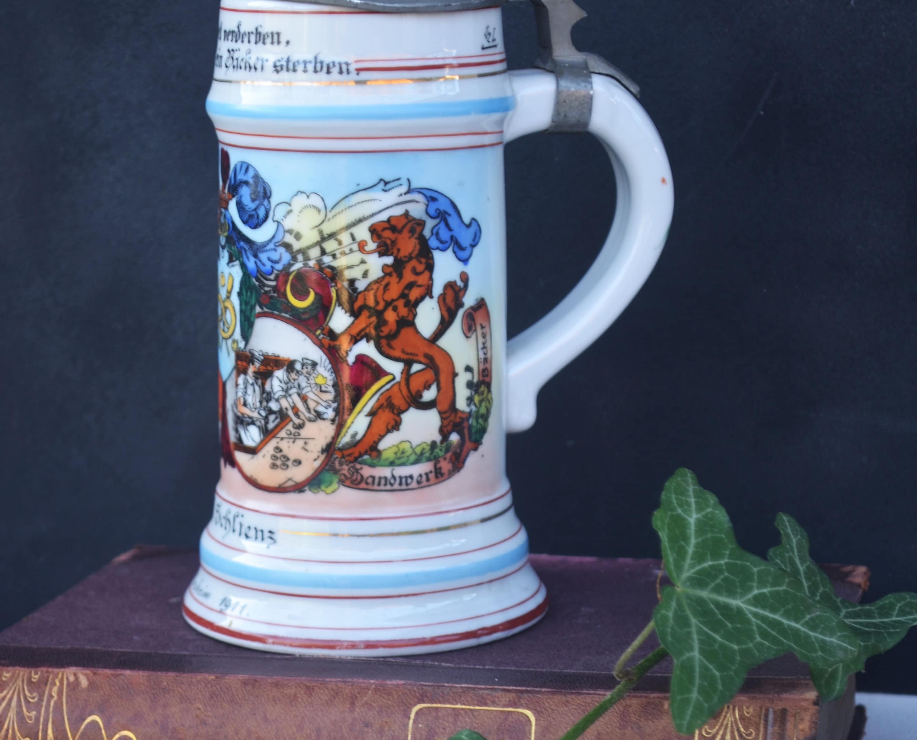 WW1 Regimental Bier Stein Lithophane Imperial German Military Soldier ...