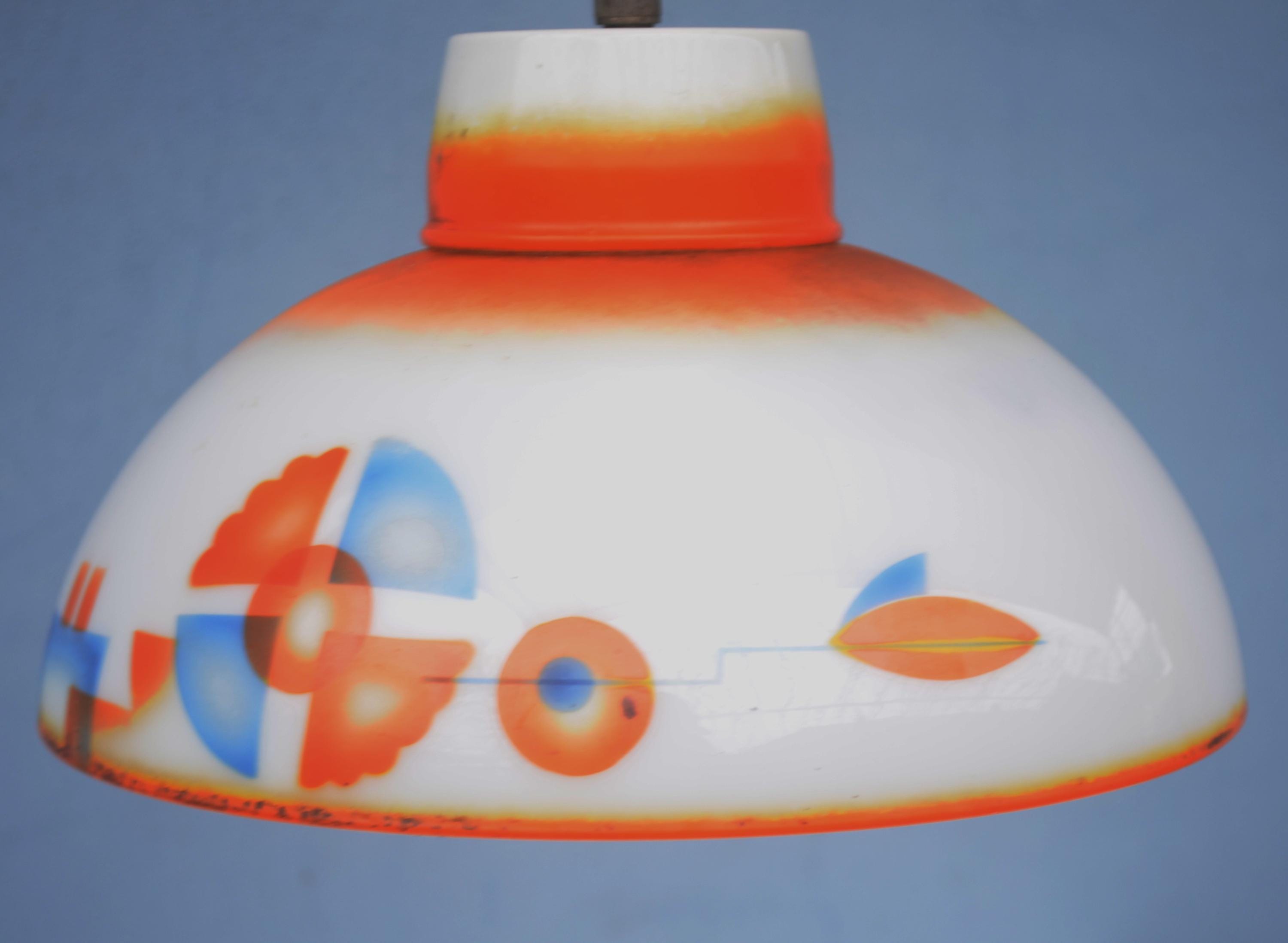 Antique Bauhaus Art Deco Suprematism Pendulum Lamp With Opaline Glass ...