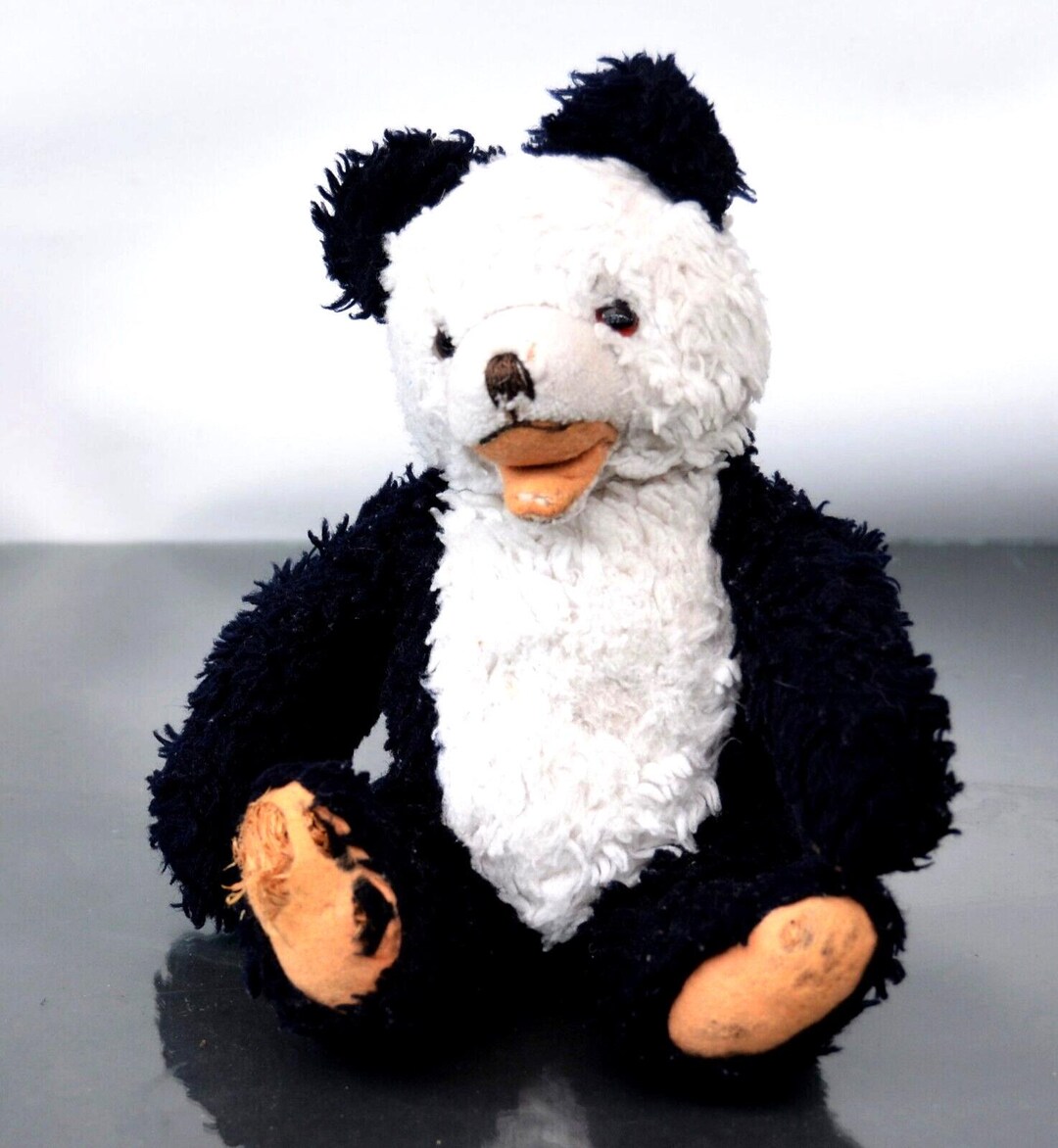 Antique Squeeze Noisy Teddy Panda Bear Hermann Toy Mohair With Jointed ...