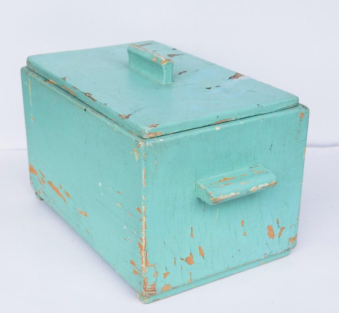 Painted Green Wood Steamer Box Small Trunck Mid Century - Etsy