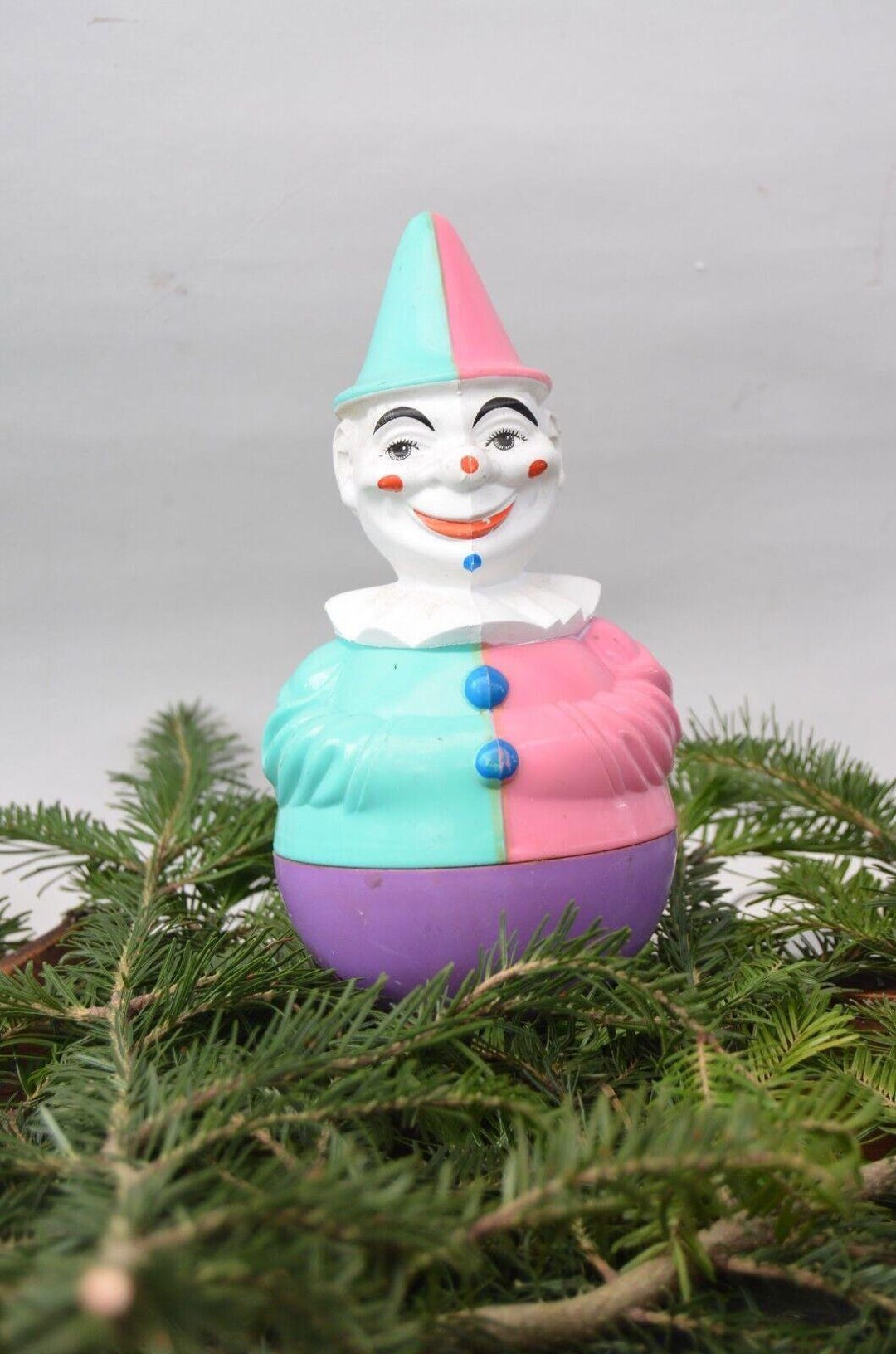 Vintage Toy Rolly Polly Plastic Pierrot West Germany - Etsy