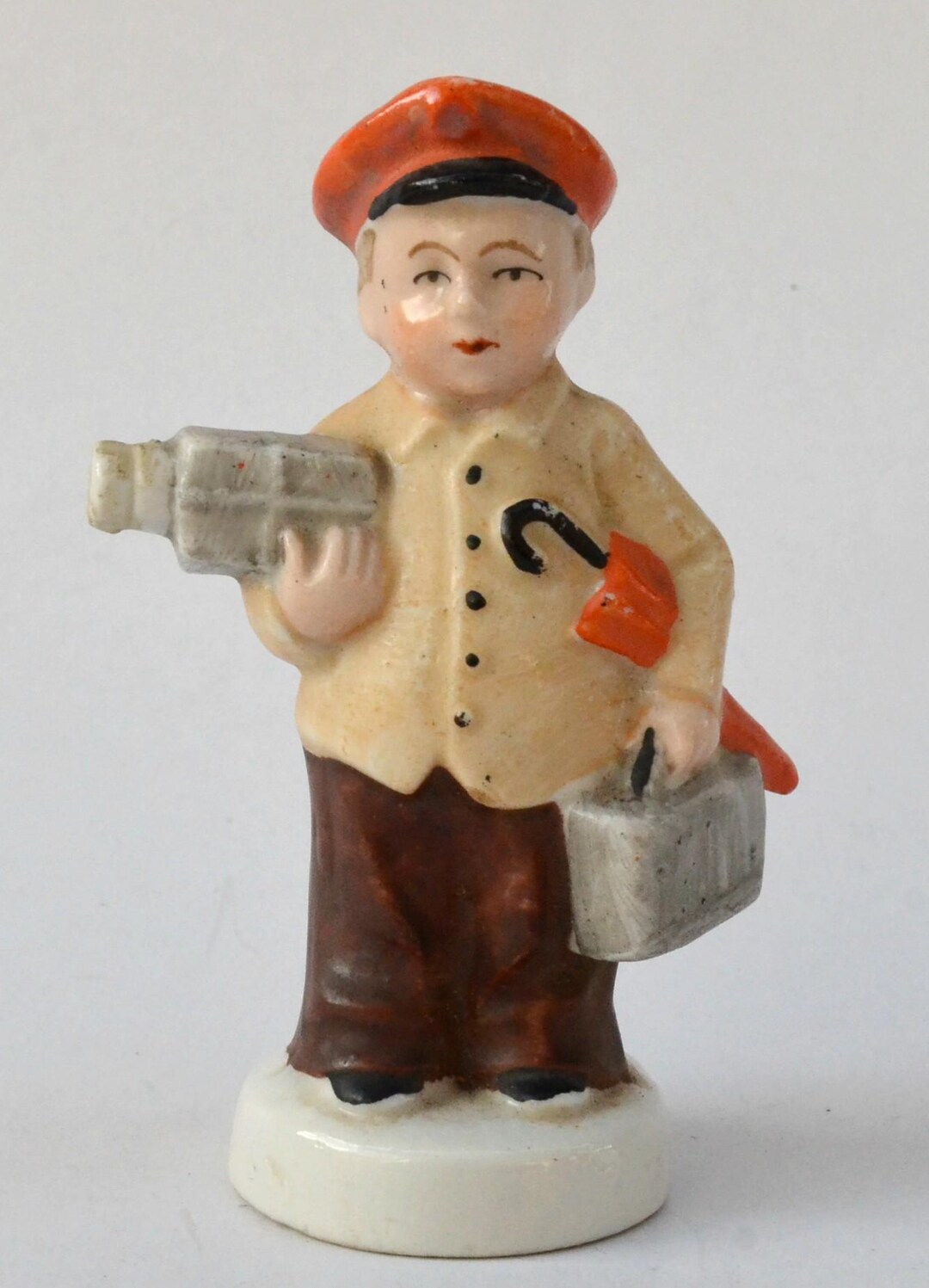 German Porcelain Figurine Baby Postman With Gifts and Umbrella Model No ...