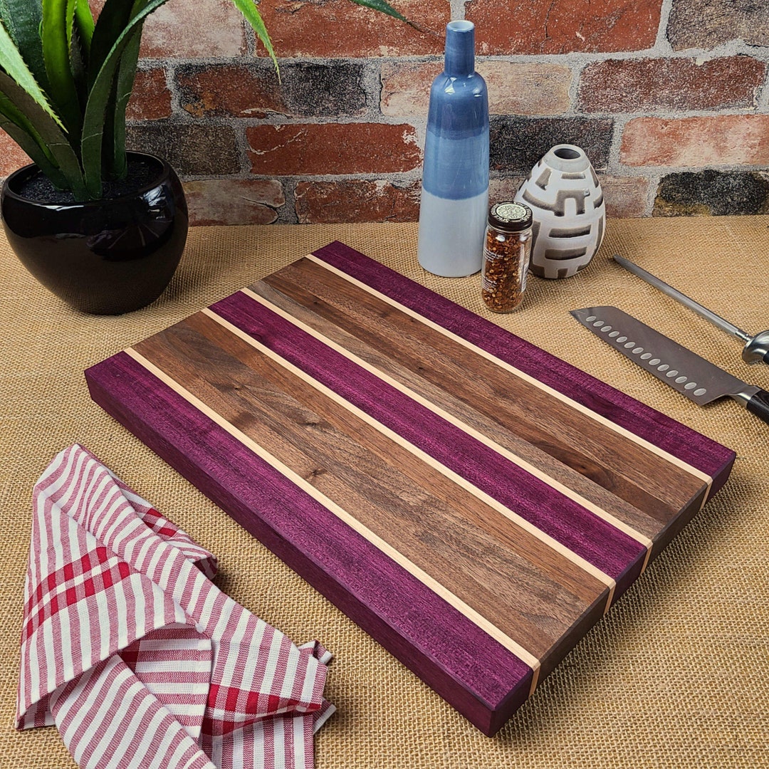 Pattern Cutting Board / Purpleheart Wood / Edge Grain / Handmade ...