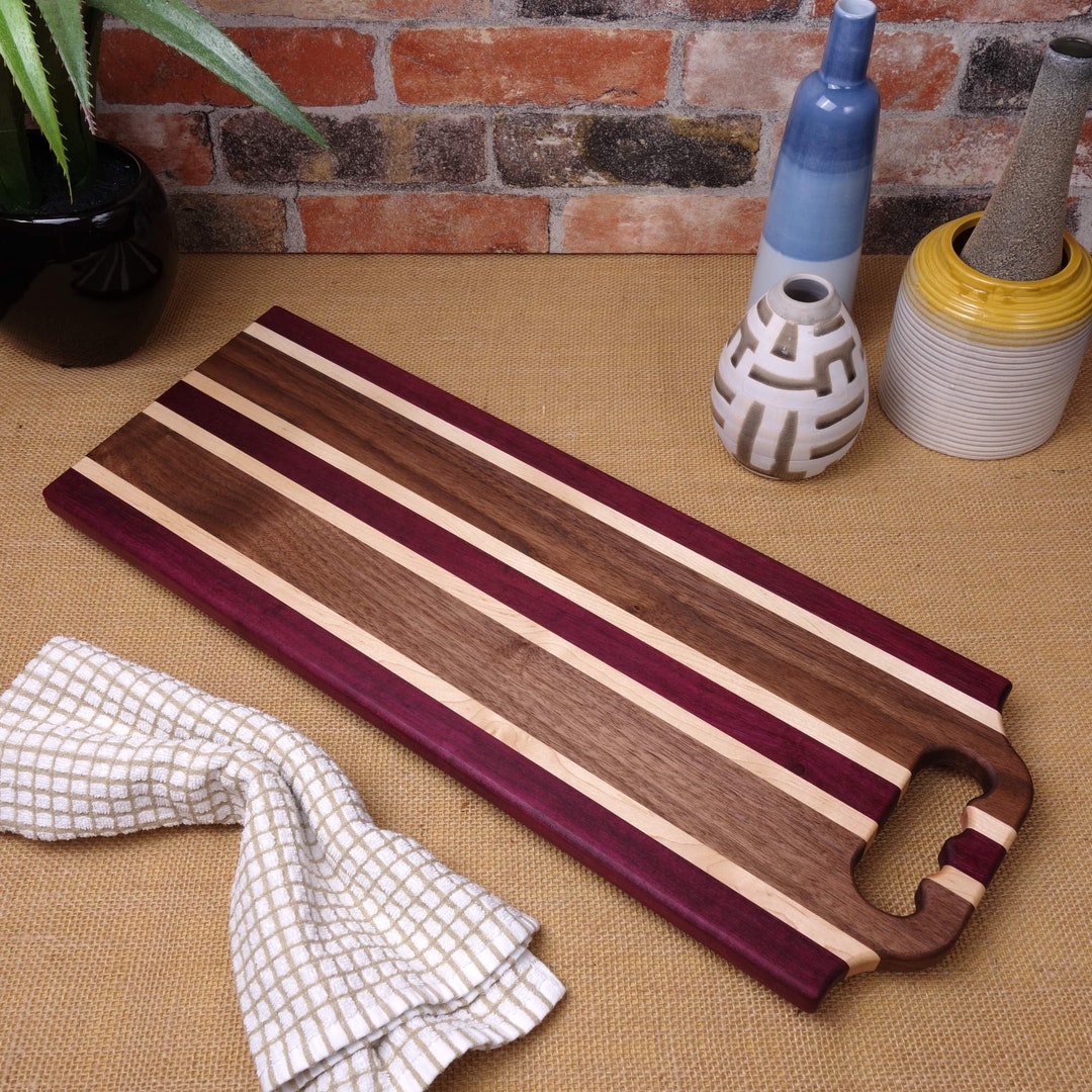 Pattern Charcuterie Board / Grip Handle / Purpleheart Wood / Handmade ...