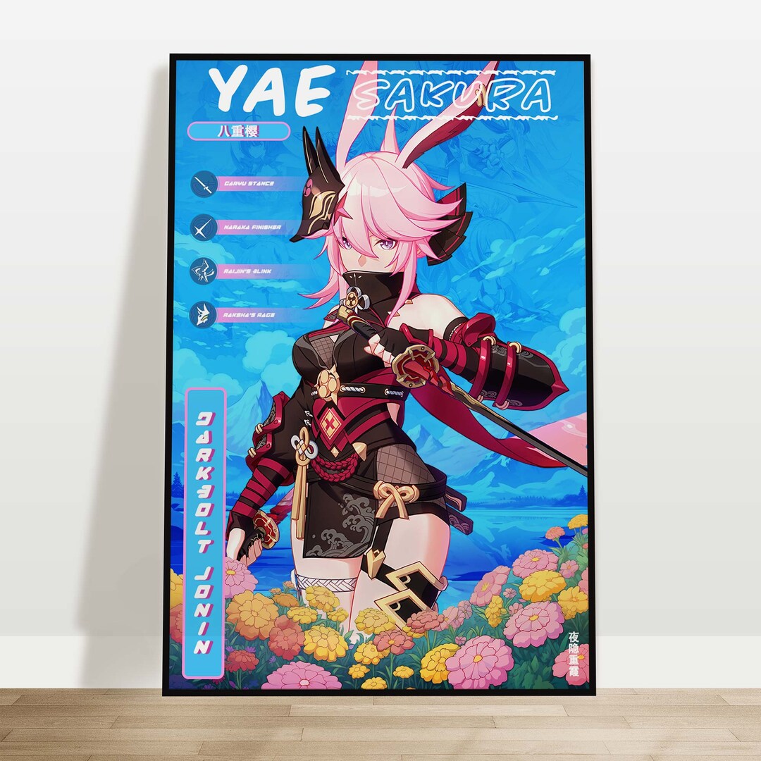 Yae Sakura Darkbolt Jonin Honkai Impact 3rd Anime Art Print Poster ...