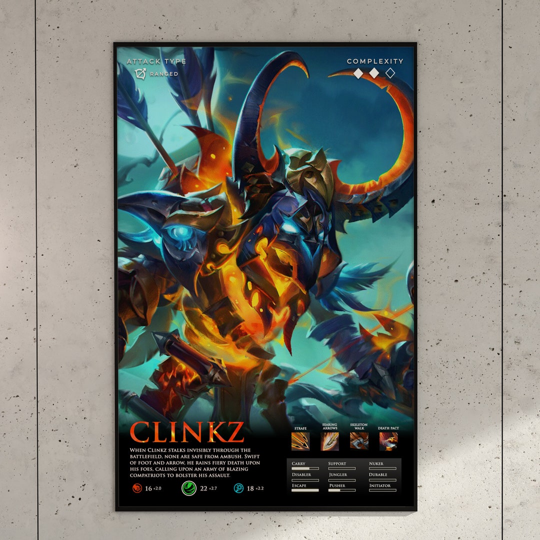 Clinkz Dota 2 Game Anime Art Print Poster | Aesthetic Game Room Decor ...