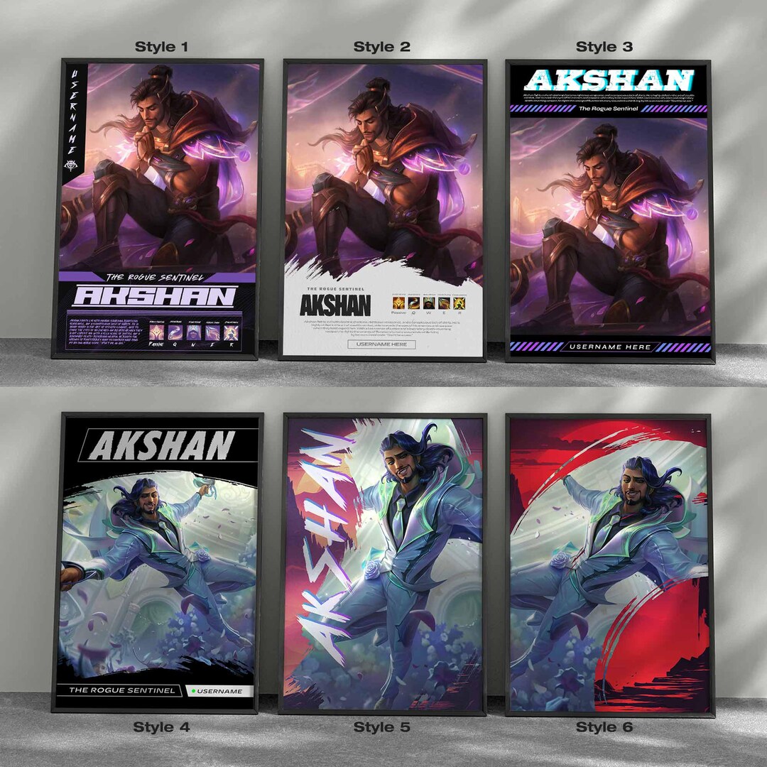 Akshan Custom LOL Poster Wall Art | Add Username | Perfect Gamer Gift ...