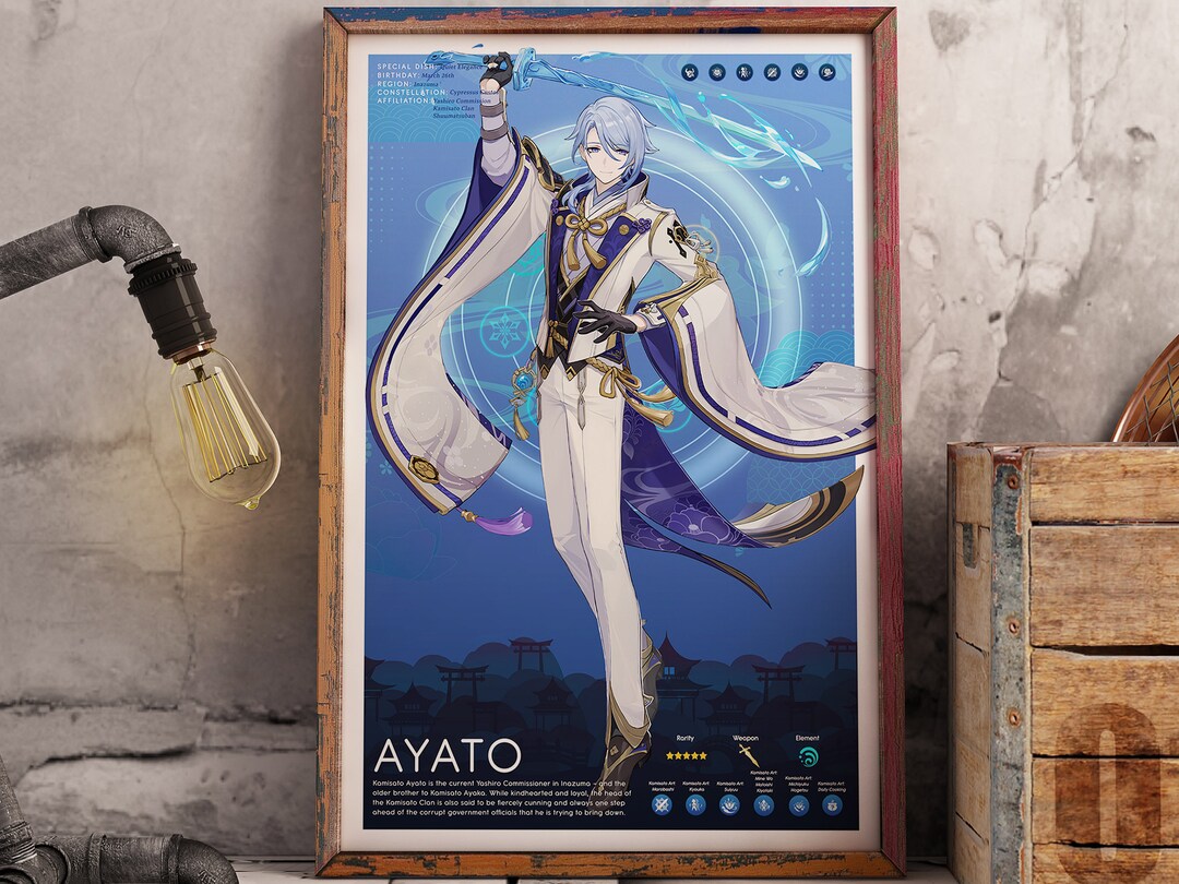 AYATO Genshin Impact Profile Poster Anime Poster Gaming Print Boyfriend ...