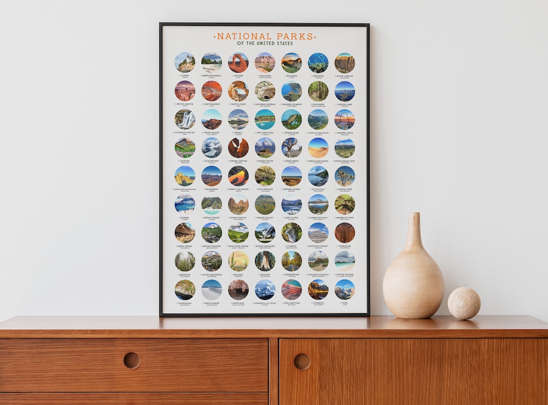 National Parks Checklist | 63 National Parks Poster Camping Decor | US ...