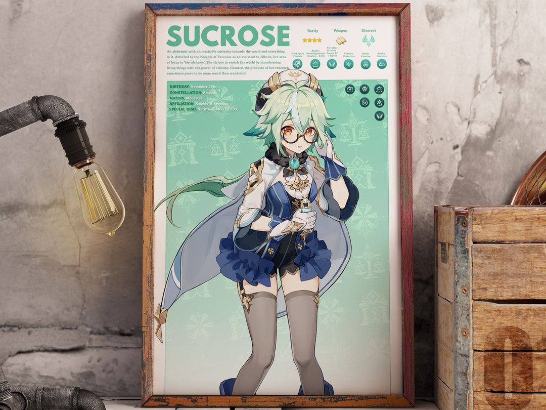 SUCROSE | Genshin Impact Gaming Poster | Anime Poster | Gaming Print ...